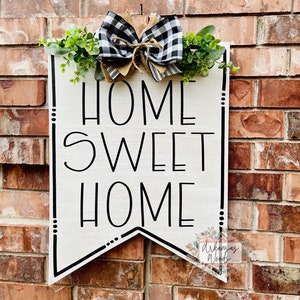 Home Sweet Home Pennant Door Hanger, Farmhouse Door Hanger, Farmhouse ...