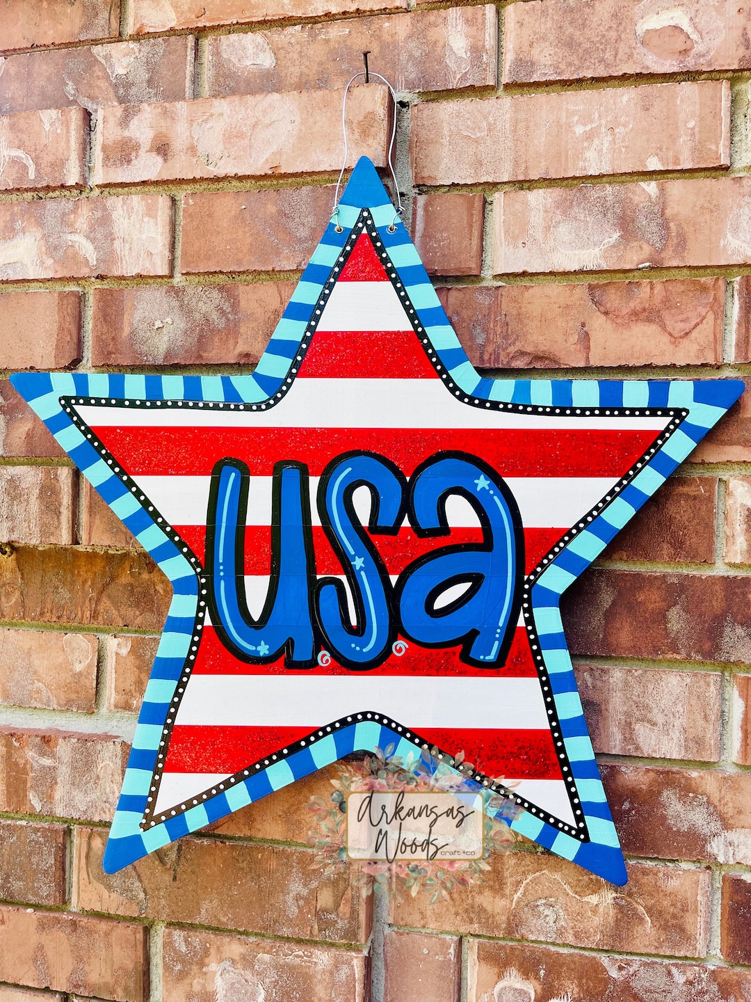 Hand-painted 4th of July Star Door Hanger: Patriotic USA Decor - Etsy