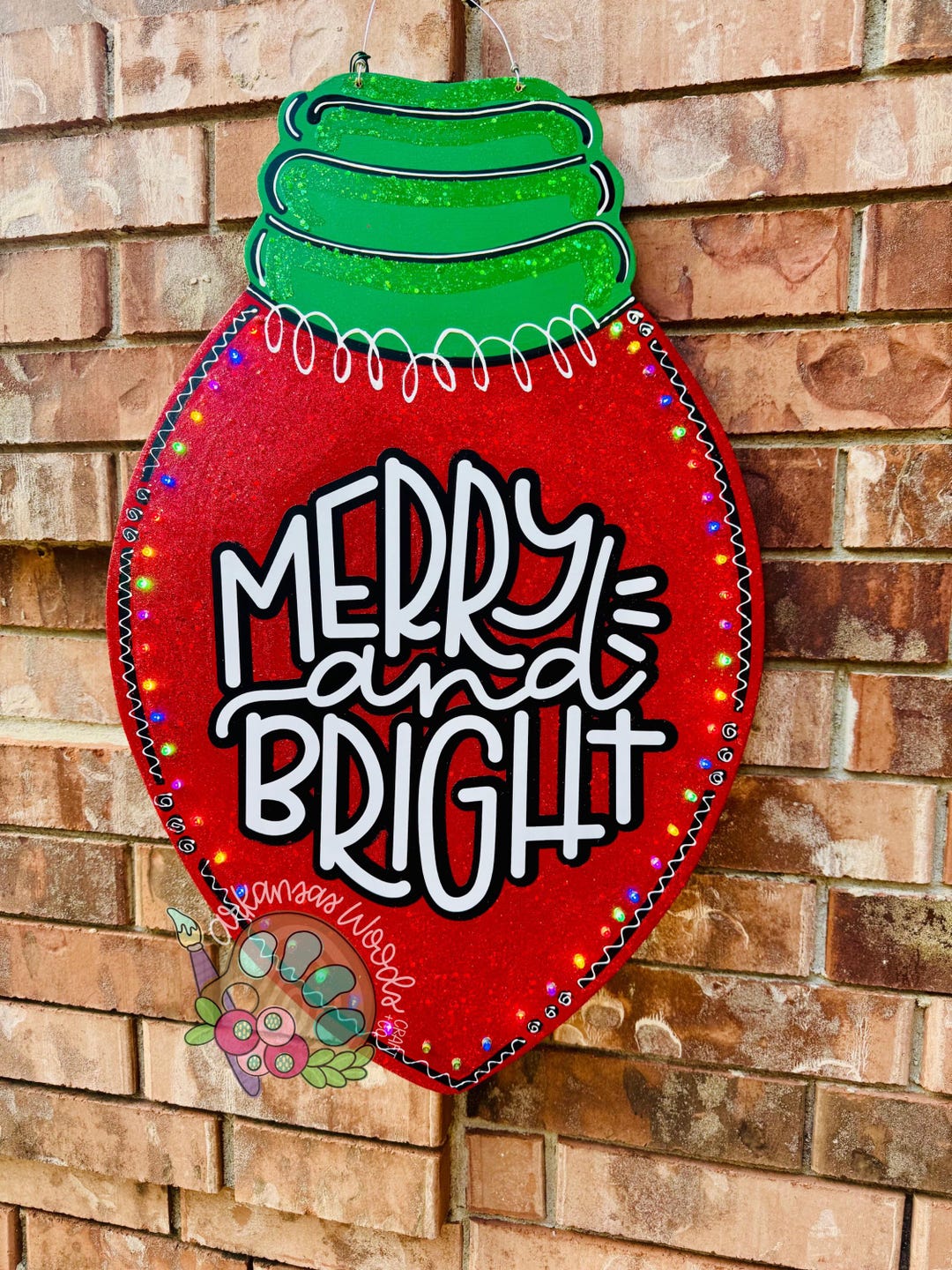 Light up Christmas Bulb Door Hanger: Glittery Merry & Bright Porch ...