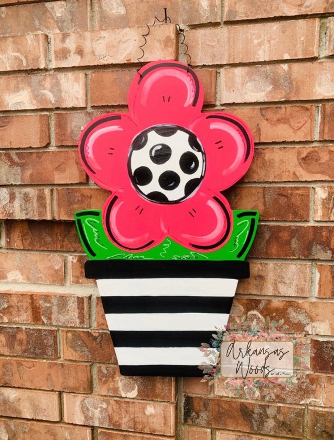 Spring Door Hanger, Flower Door Hanger, Flower Pot Door Hanger, Spring ...