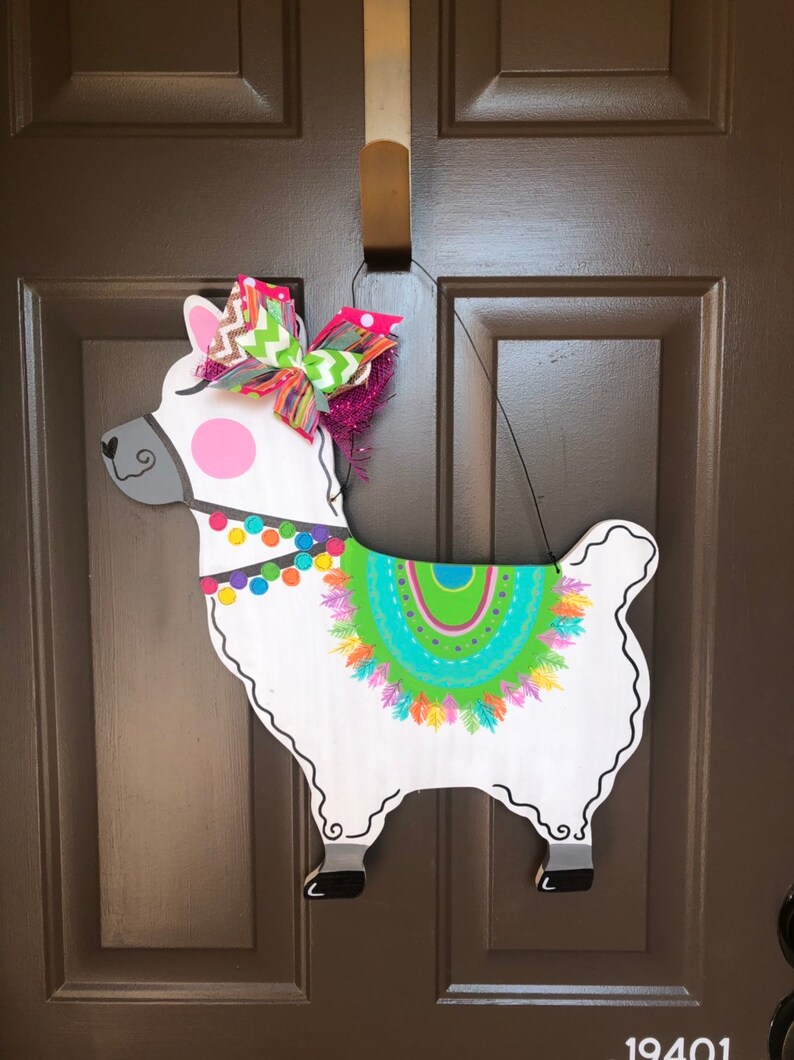 Llama Door Hanger Llama Wreath Summer Door Hanger Summer - Etsy