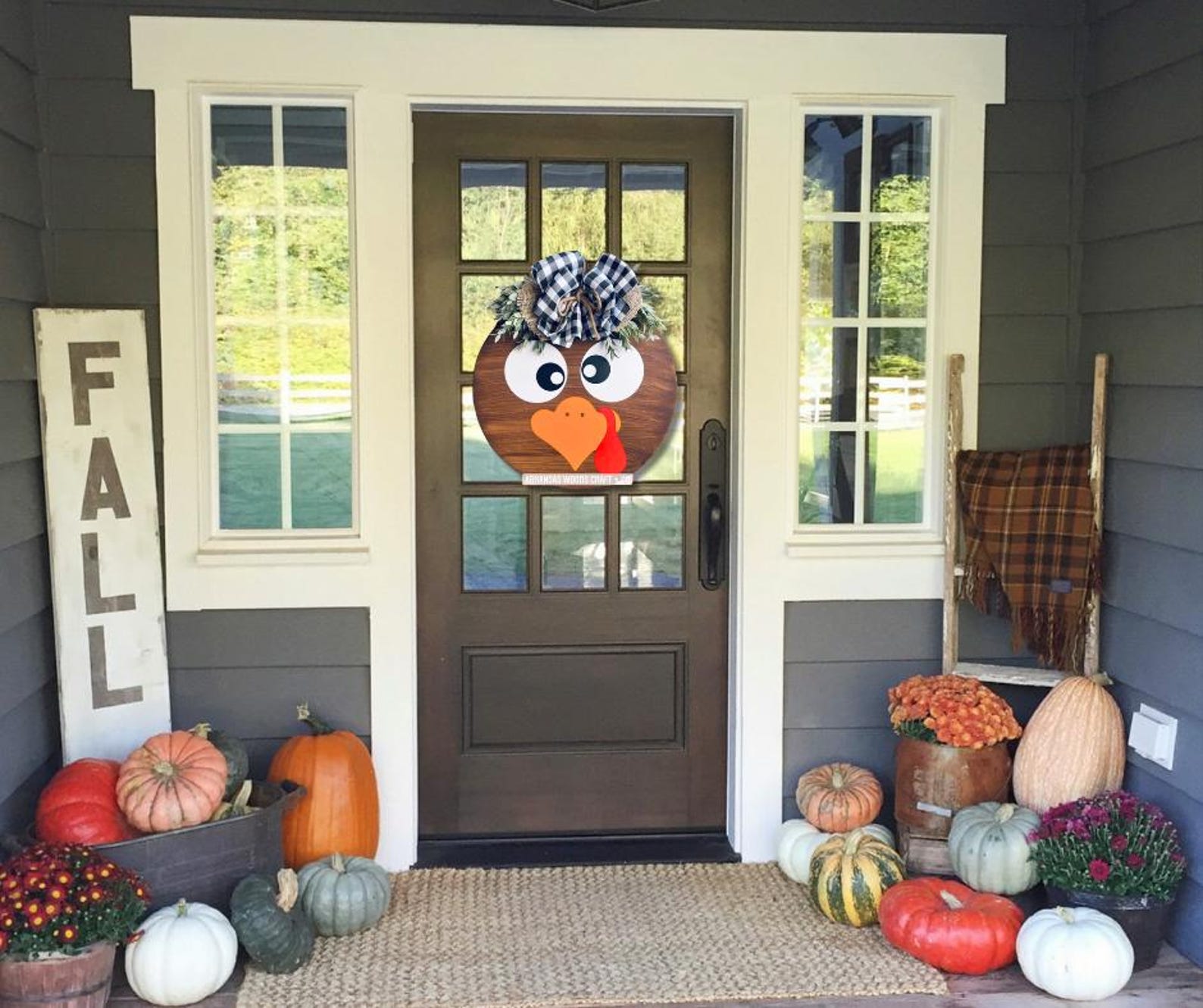 Turkey Door Hanger: Thanksgiving Fall Decor, 18/22 Inch MDF Wood - Etsy