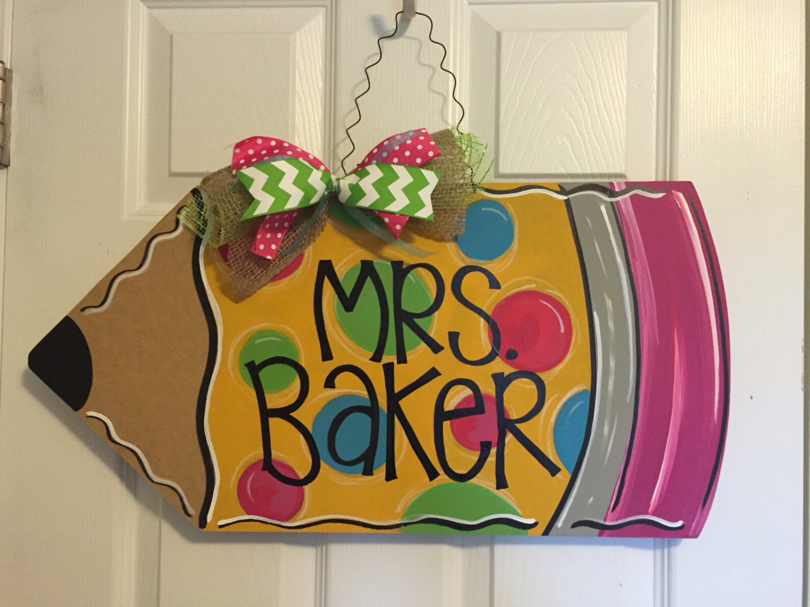 Pencil door hanger teacher gift classroom door hanger back | Etsy