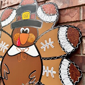 Thanksgiving Football Turkey Door Hanger: Hand-painted Fall Decor - Etsy