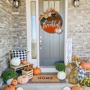 Thankful Door Hanger, Thanksgiving Door Hanger, Thanksgiving Wreath ...