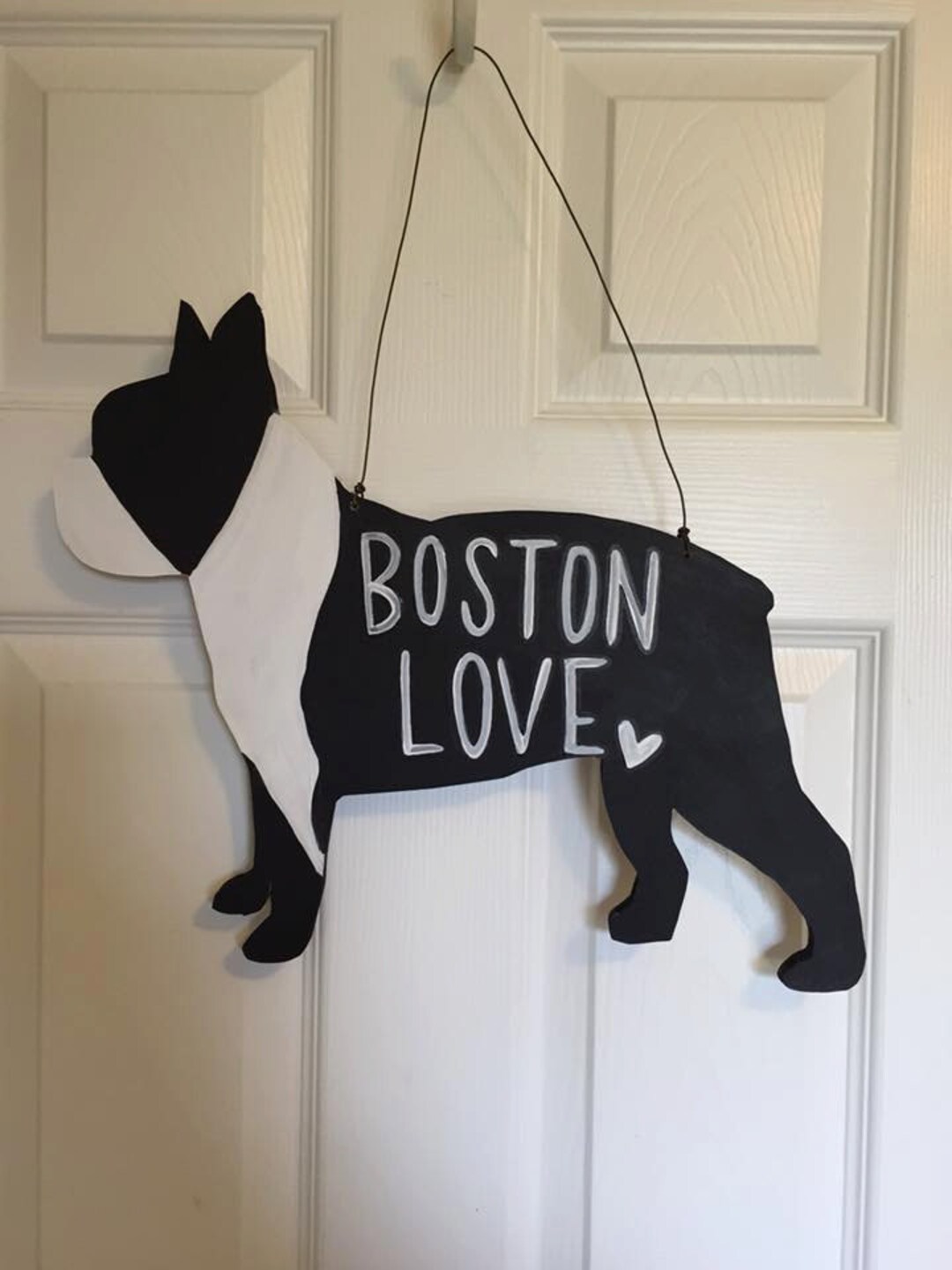 Boston Terrier Door Hanger, Dog Door Hanger, Dog Wreath, Boston Terrier ...