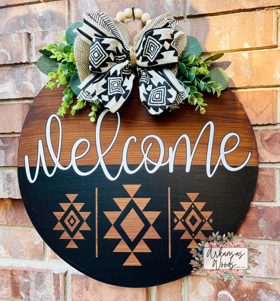 Welcome Door Hanger, Aztec Door Hanger, Southwestern Door Hanger ...