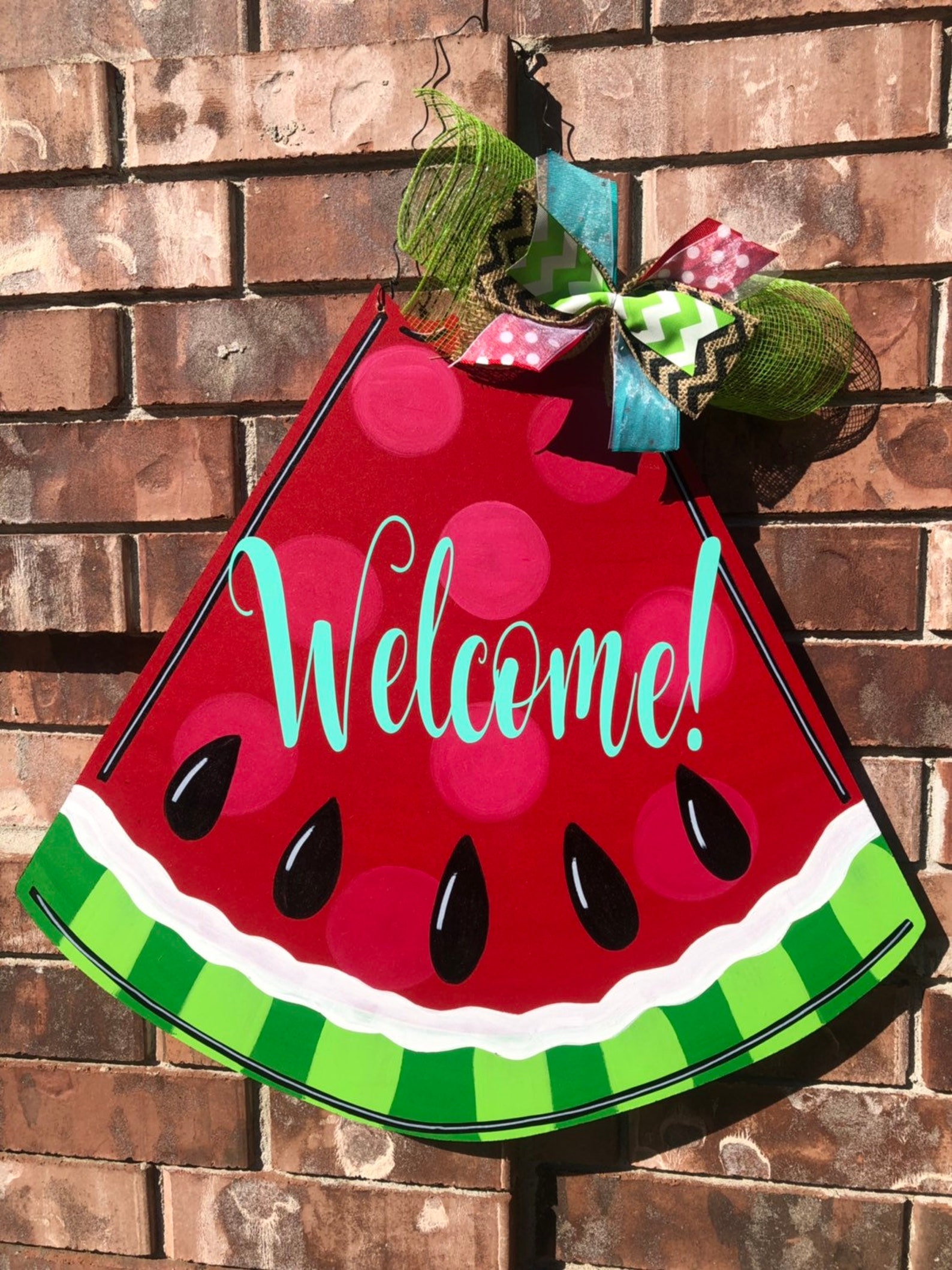 Summer Door Hanger Watermelon Door Hanger Watermelon Wreath Etsy