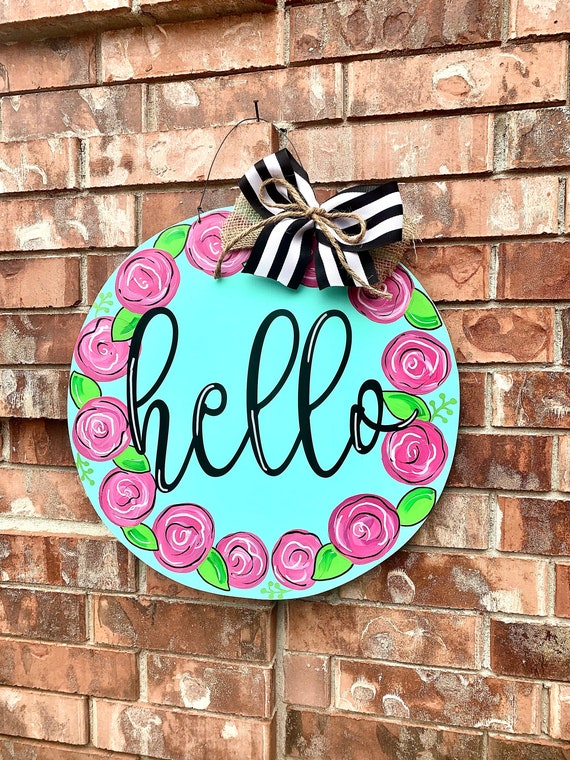Spring Door Hanger Flower Door Hanger Rose Door Hanger - Etsy