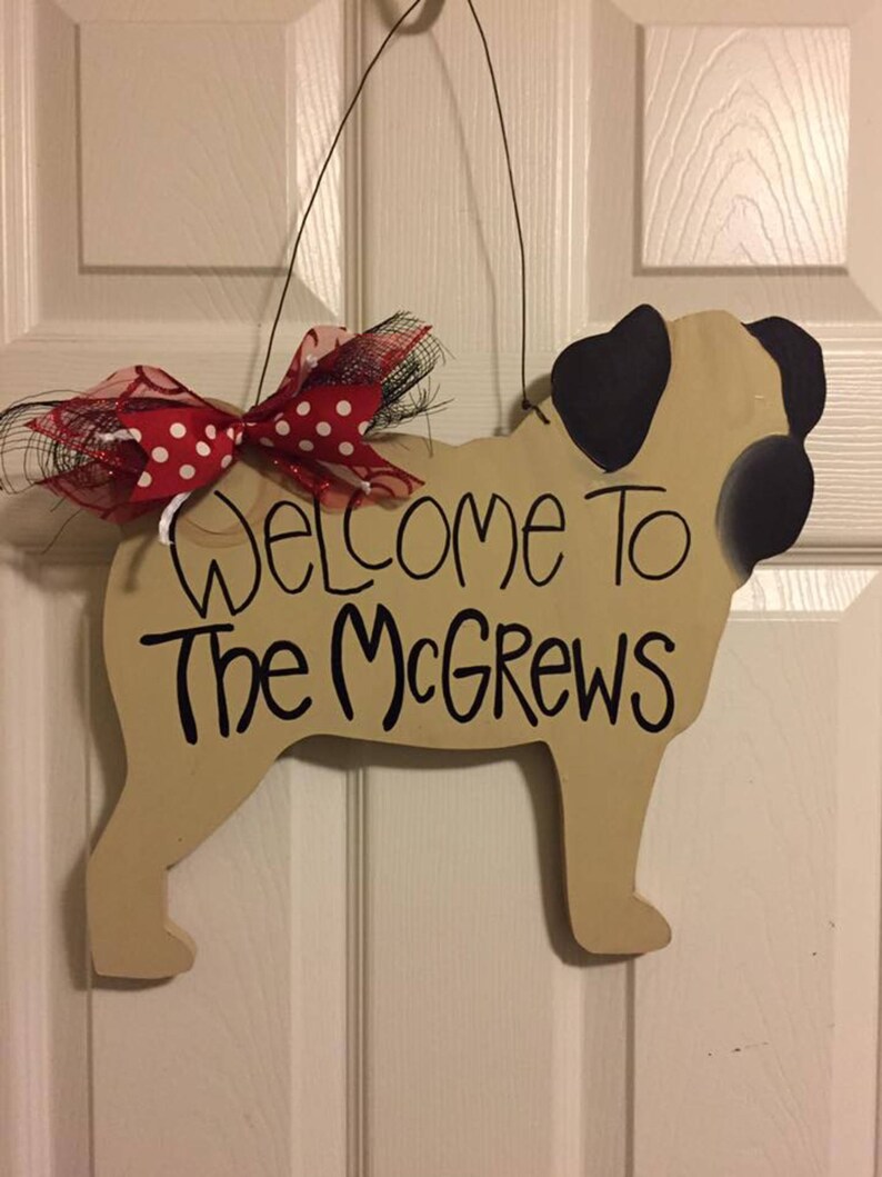 Pug Door Hanger Dog Door Hanger Dog Wreath Pug Decor Dog - Etsy