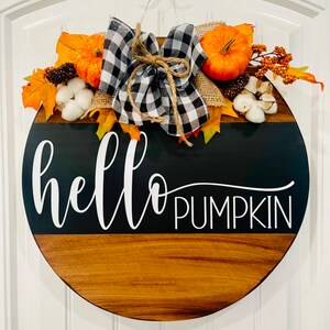 Hello Pumpkin Door Hanger Fall Door Hanger Farmhouse Door - Etsy