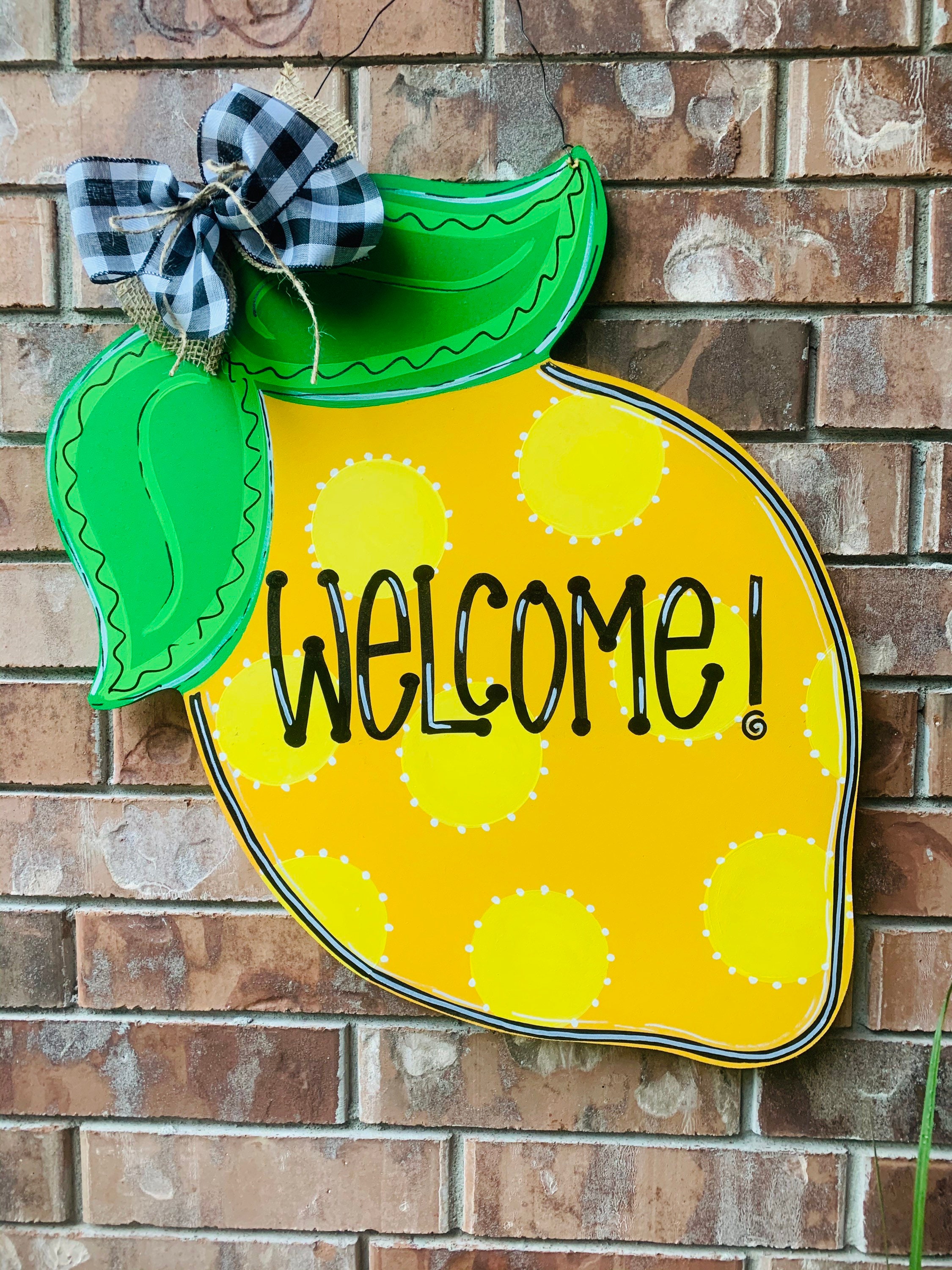 Lemon Door Hanger Summer Door Hanger Lemon Wreath Lemon | Etsy