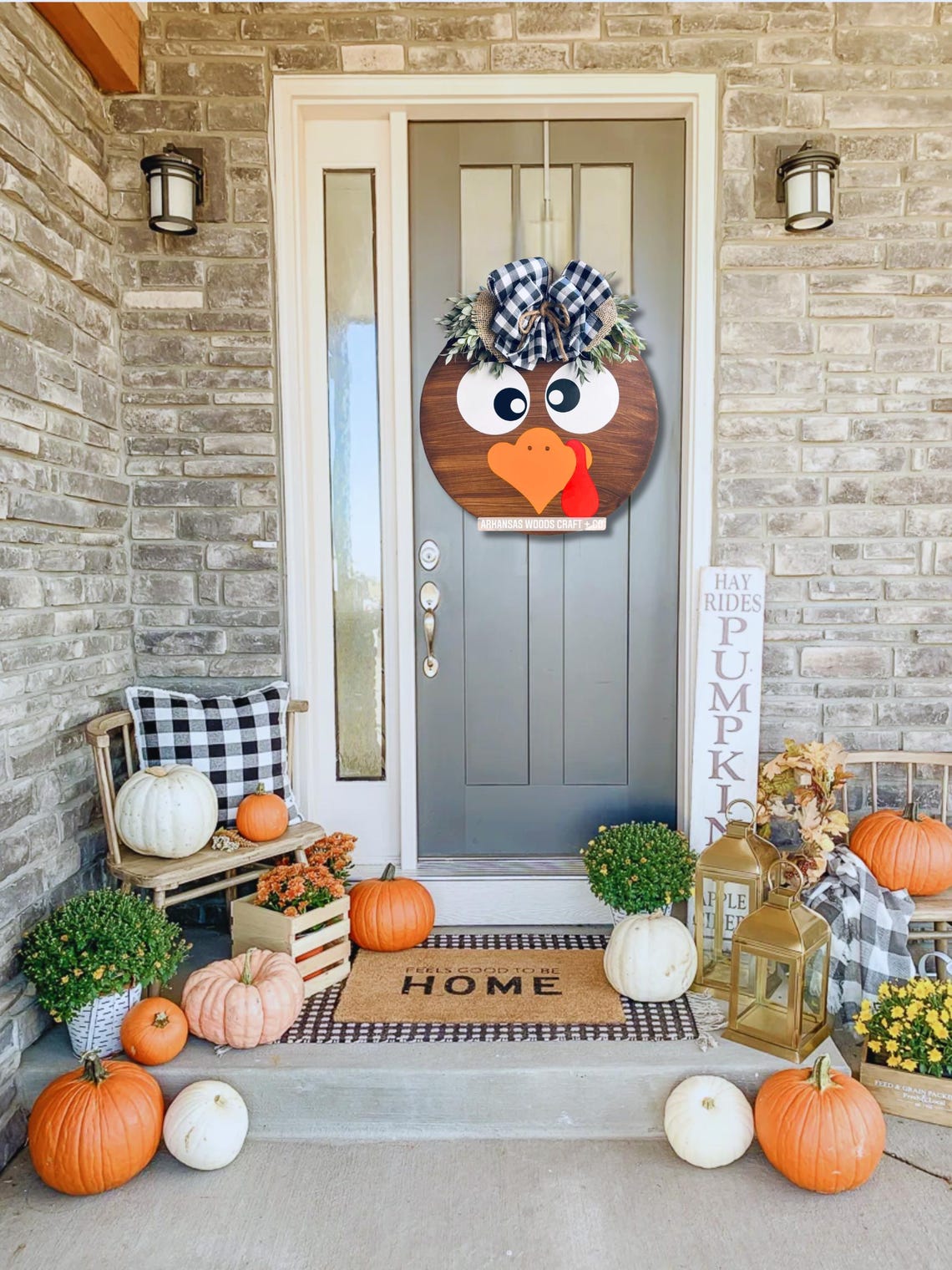 Turkey Door Hanger: Thanksgiving Fall Decor, 18/22 Inch MDF Wood - Etsy