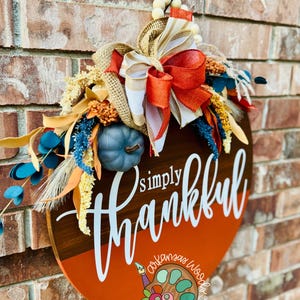Thankful Door Hanger, Thanksgiving Door Hanger, Thanksgiving Wreath ...