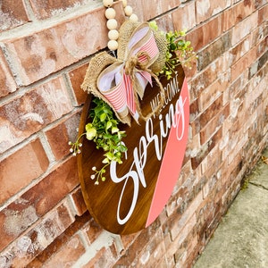 Welcome Spring Door Hanger: Hand-painted Farmhouse Decor - Etsy
