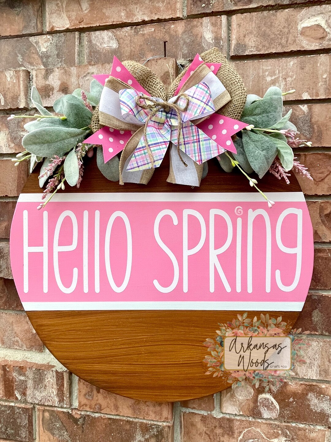 Hand Painted Spring Door Hanger: Hello Spring Wreath, MDF Wood Decor - Etsy