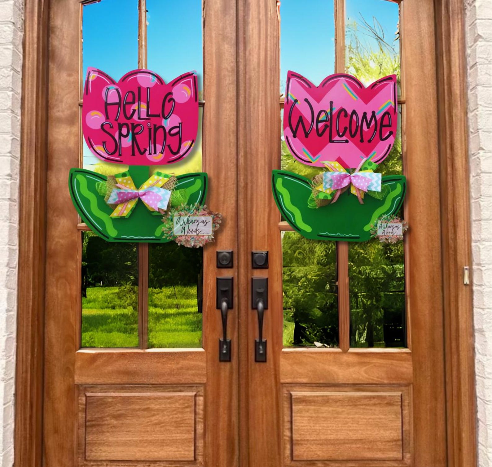 Hand Painted Tulip Door Hanger, Spring Welcome Sign - Etsy