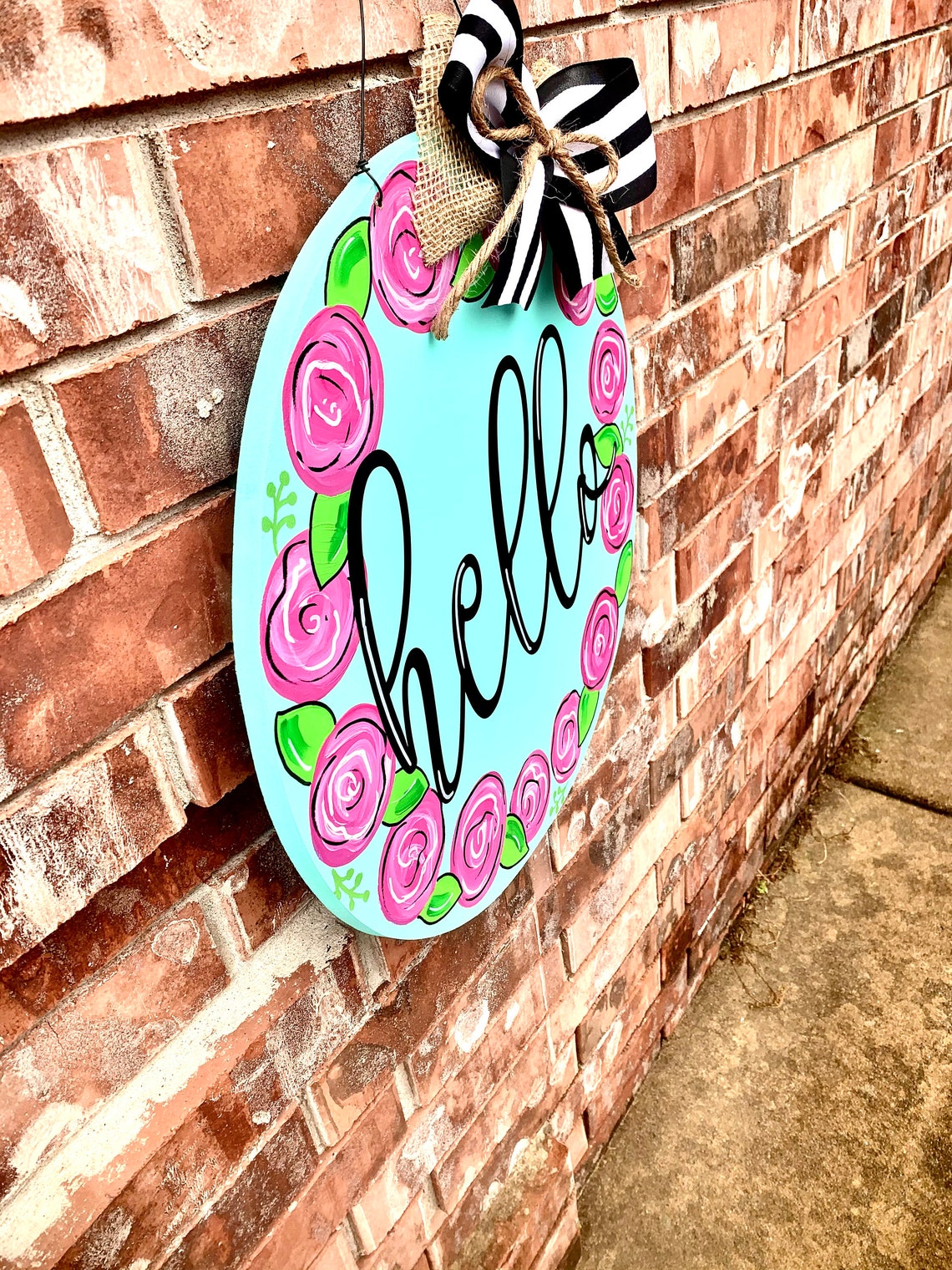 Spring Door Hanger Flower Door Hanger Rose Door Hanger - Etsy