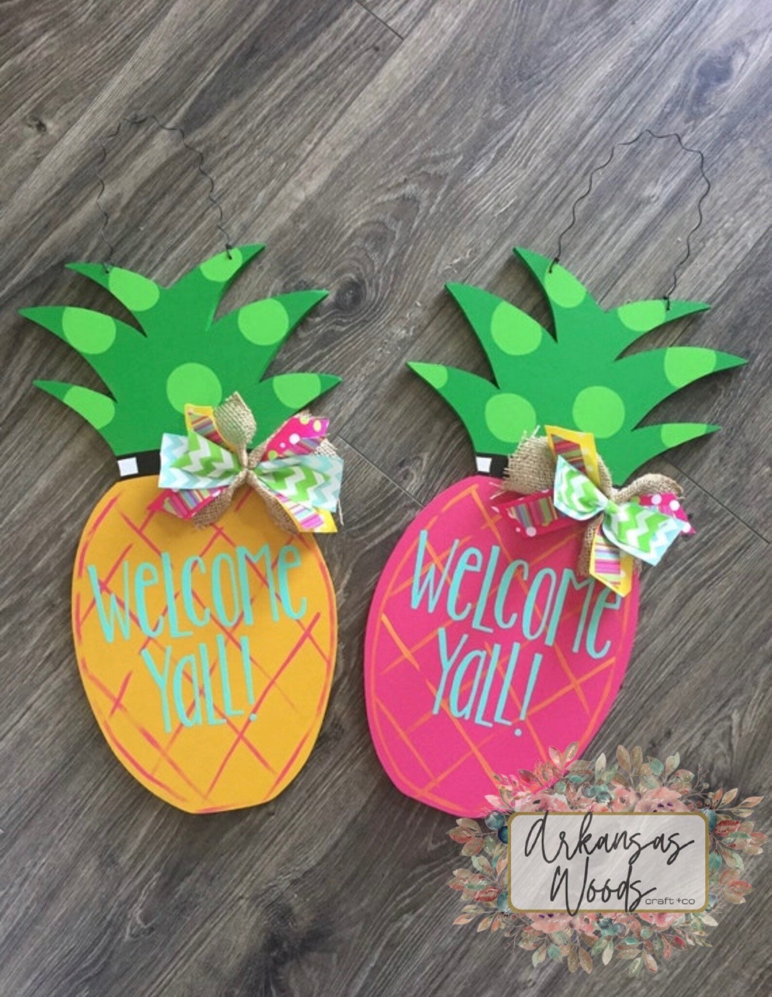 Pineapple Summer Door Hanger: Hand-painted MDF Wood Decor (21x13 In) - Etsy