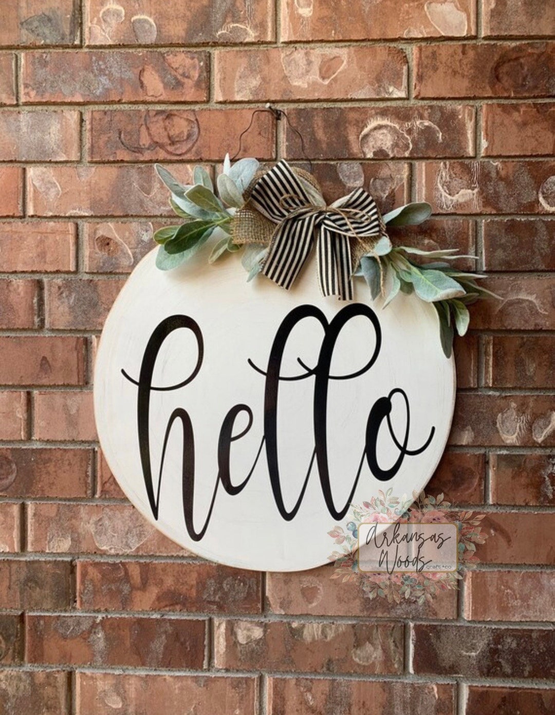 Hello Door Hanger Farmhouse Door Hanger Black and White Door - Etsy