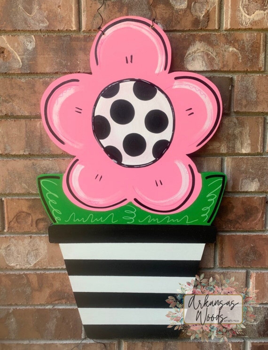 Spring Door Hanger Flower Door Hanger Flower Pot Door - Etsy