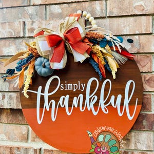 Thankful Door Hanger, Thanksgiving Door Hanger, Thanksgiving Wreath ...