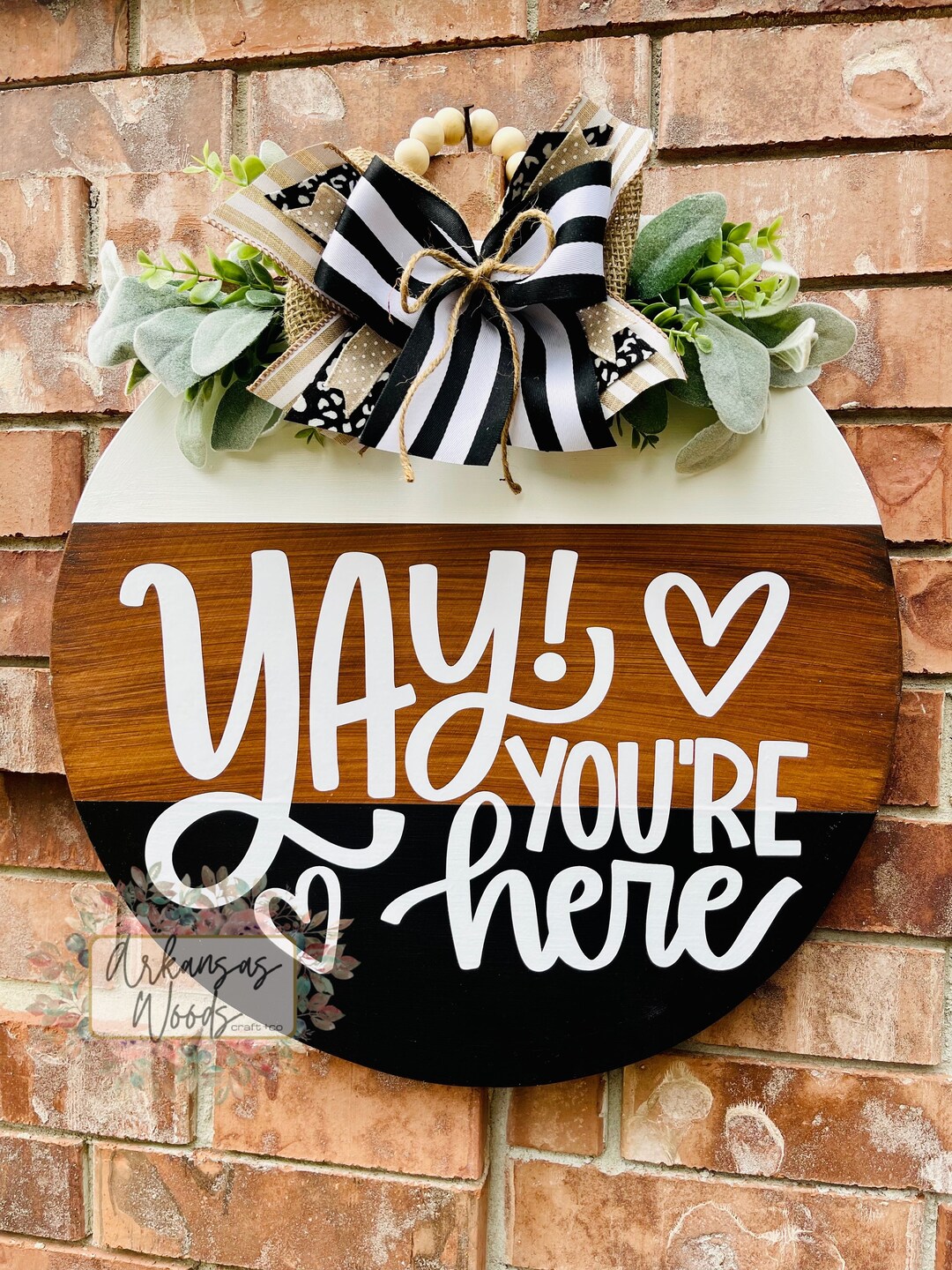 Yay You're Here Door Hanger: Welcome Wreath - Farmhouse Decor - Etsy