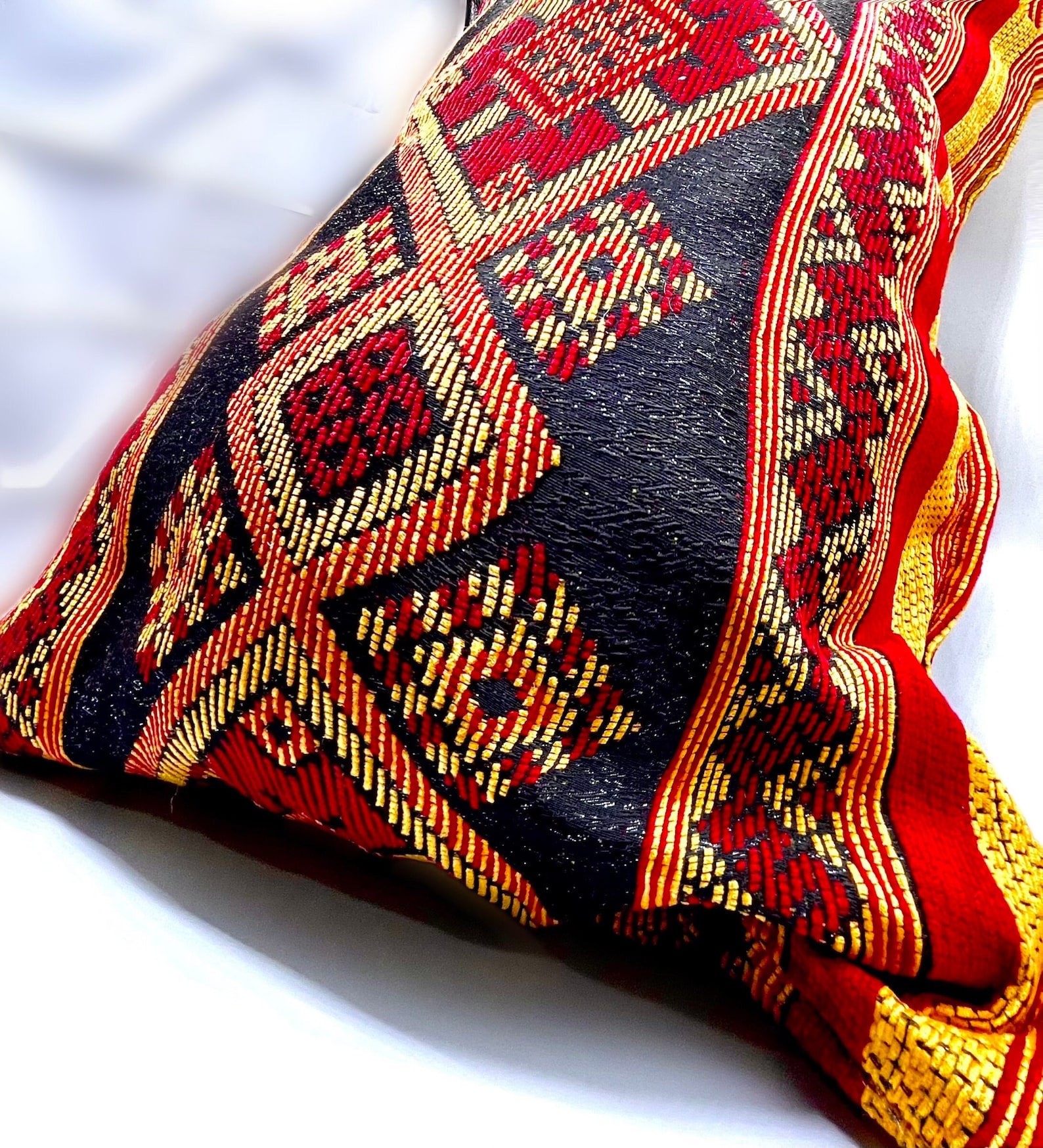 Red Yellow Sequin Tiles Mosaic Spanish Moroccan Cushion Covers ...