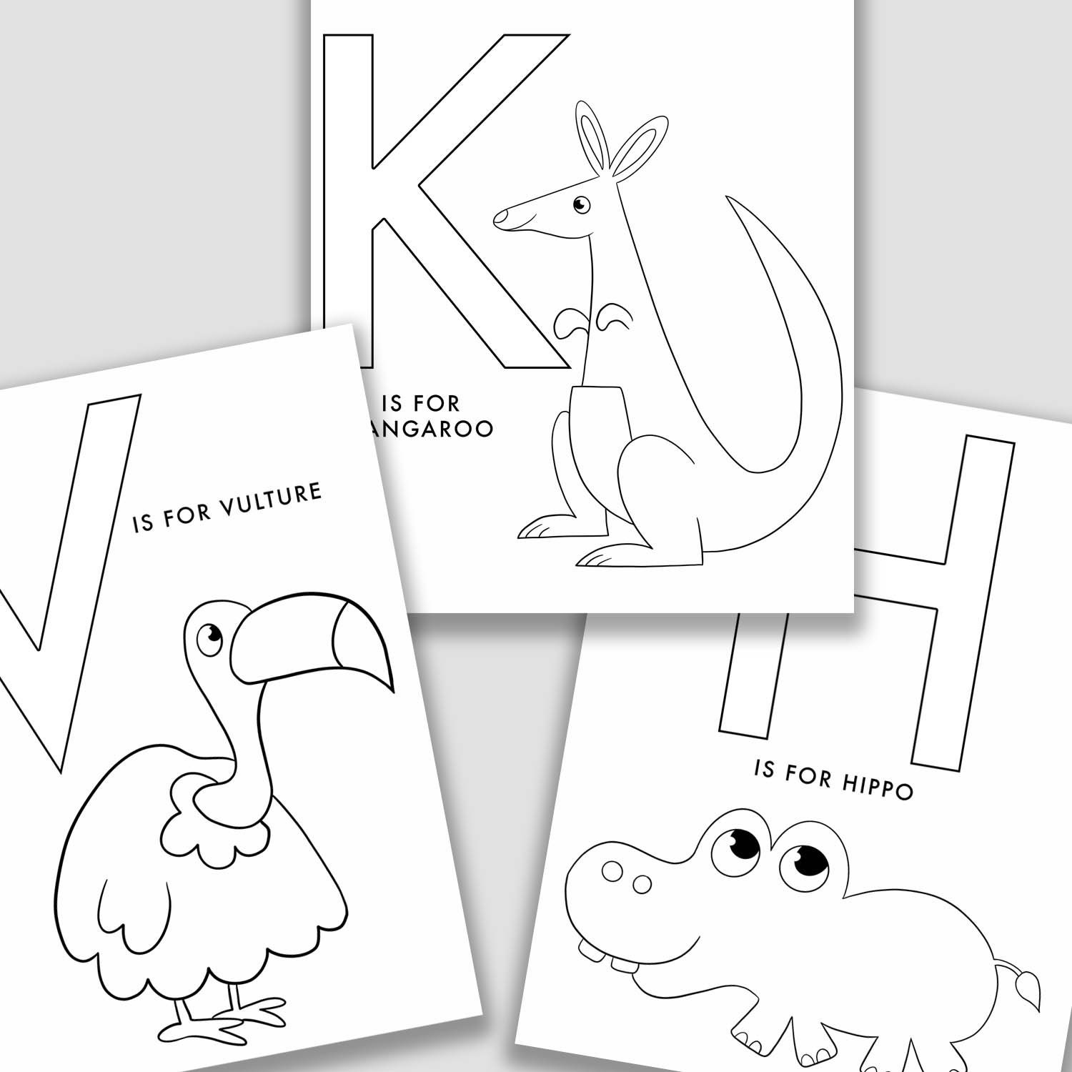 Alphabet A to Z Animal Illustration Coloring Pages for Kids Pack of 26 ...