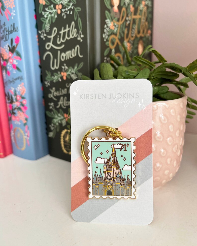 Vintage Stamp Cinderellas Castle Hard Enamel Keychain - Etsy