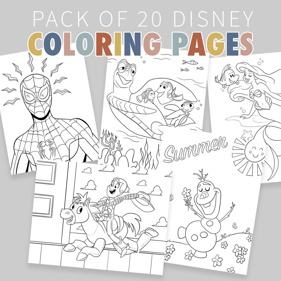 Cartoon Illustration Coloring Pages for Kids Pack of 20 - Etsy UK