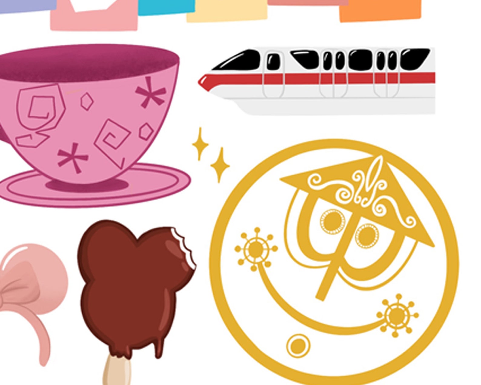 Disneyland or Walt Disney World Icons Illustration Art Print | Etsy