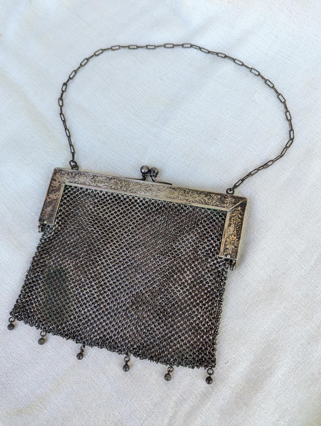 Antique German Silver Mesh Purse 1900s - Etsy