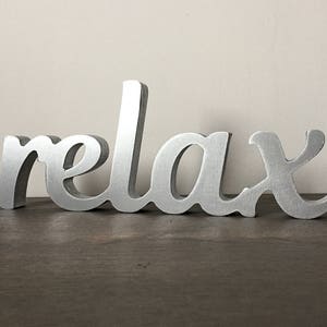 Wooden Cut Sign Relax, Positive Word Sign, Home Decor, Office Workspace ...