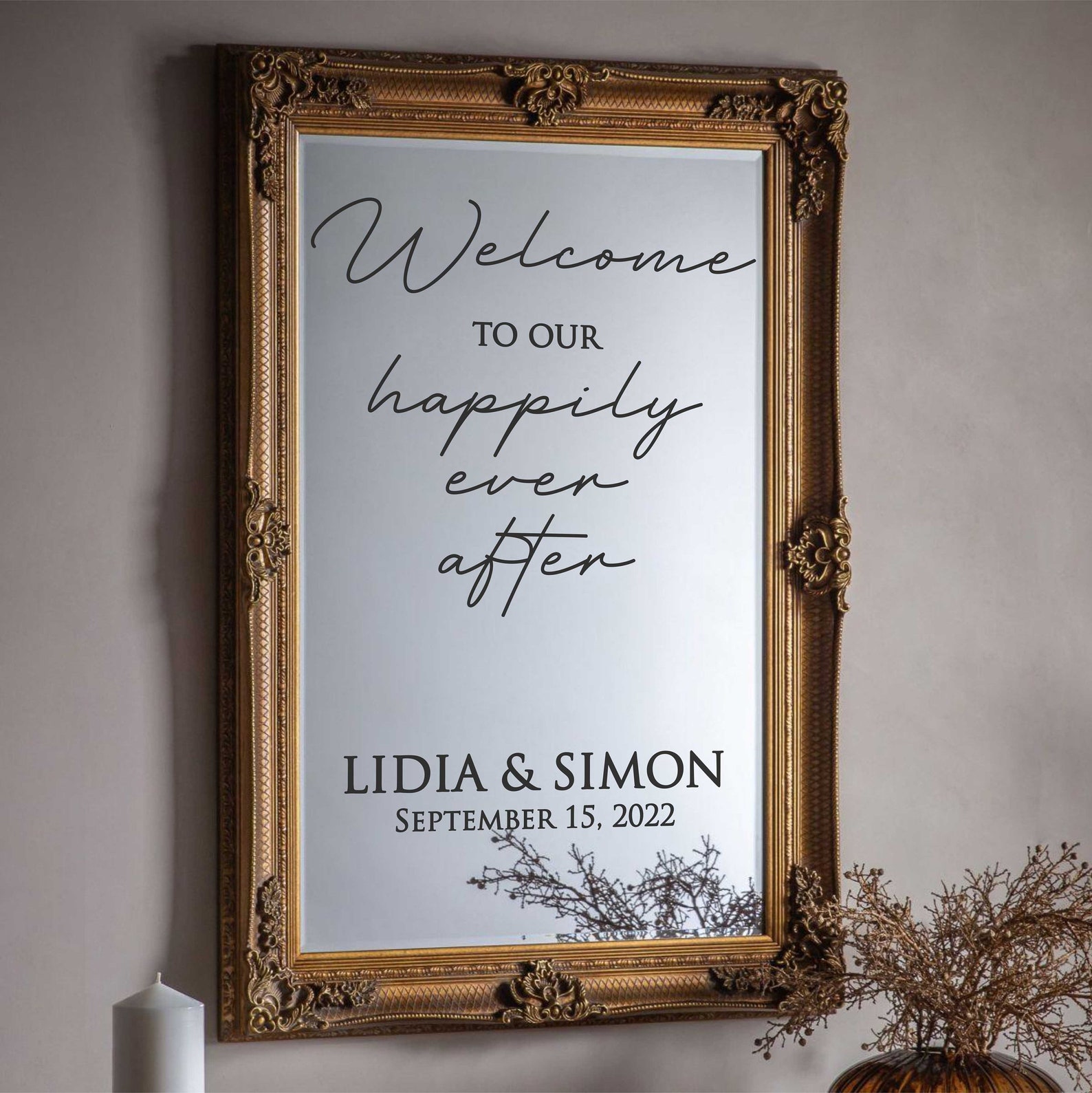 Wedding Decal Vinyl Wedding Mirror Decal Customizable Curved - Etsy