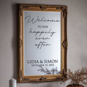 Wedding Decal Vinyl, Wedding Mirror Decal, Customizable Curved Names ...