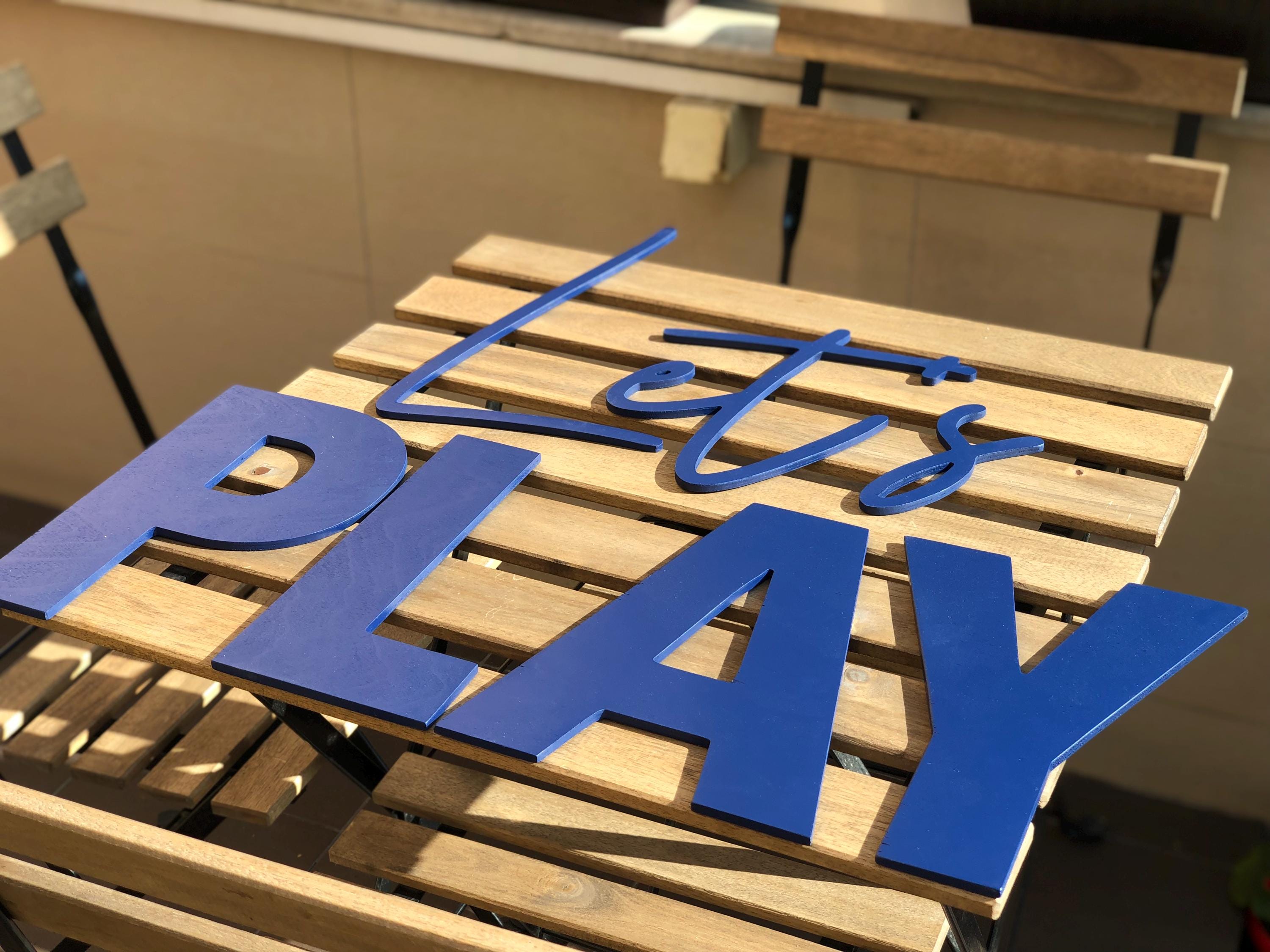 Let's Play Wooden Cutout | Playroom Wall Decor - Etsy