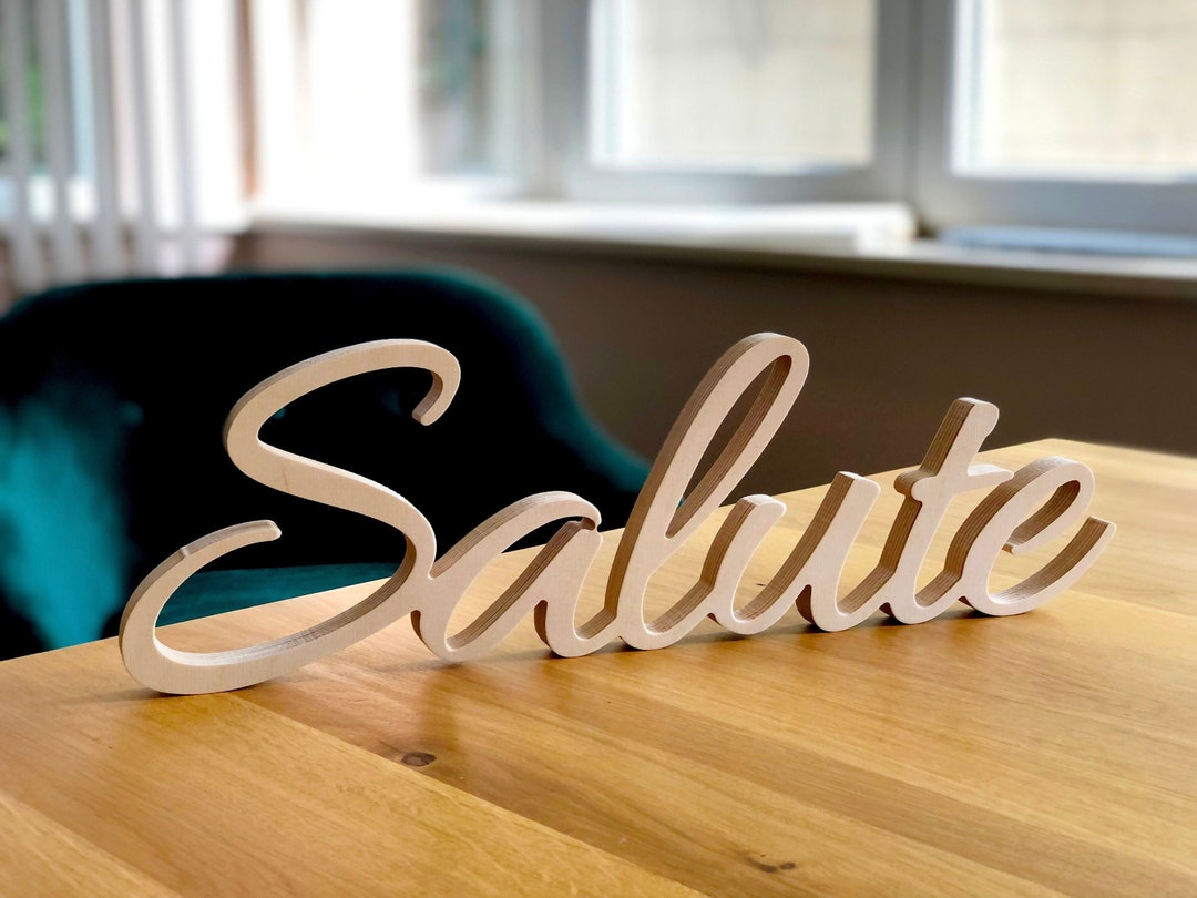 Cheers in Italian SALUTE Sign, 3D Lettering Wooden Script Cutout, Wood ...