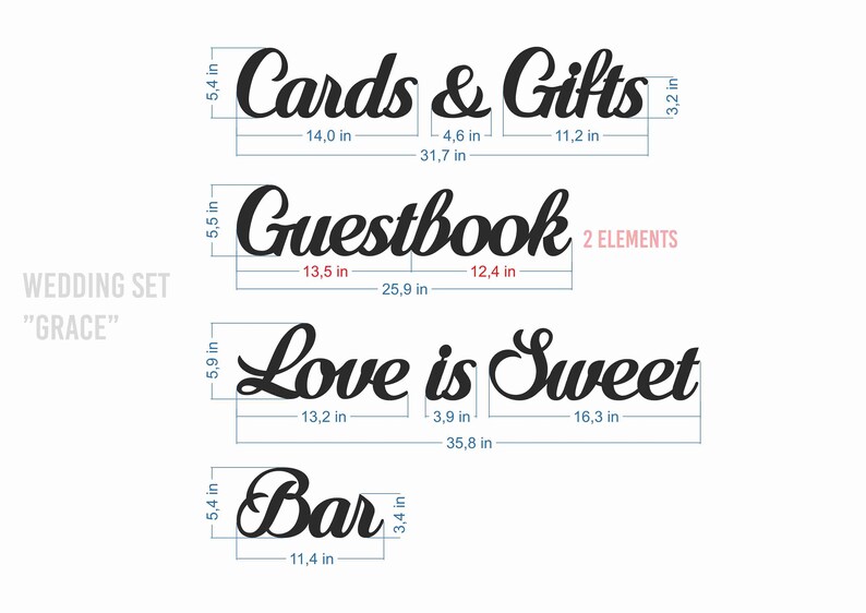 Wedding Reception Set Table Labels Signs Guestbook Sign - Etsy