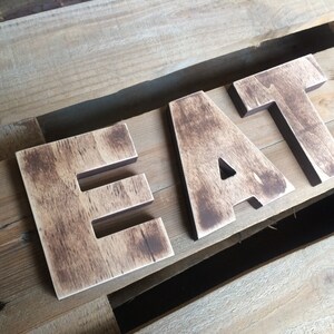 Eat Sign- Tea Sign, Kitchen Sign, Wood Sign 3 Wood Letters 2 Words ...