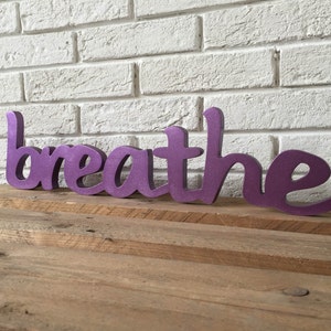Wooden Wall Decor Sign - Breathe Inspirational Wood Sign - Yoga Studio ...