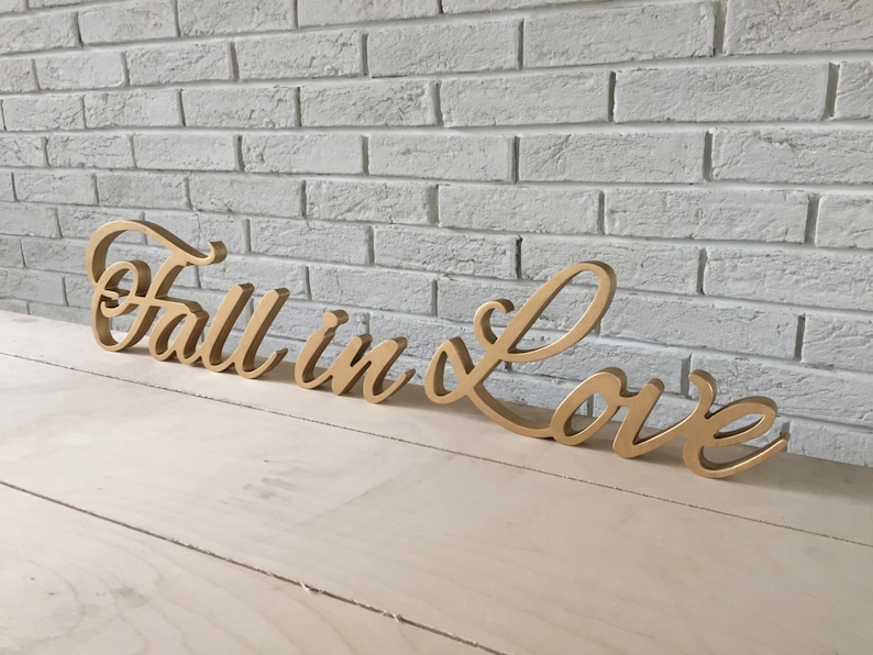 Fall in Love Sign. Love Gold Sign. Lovely Home Decoration. | Etsy