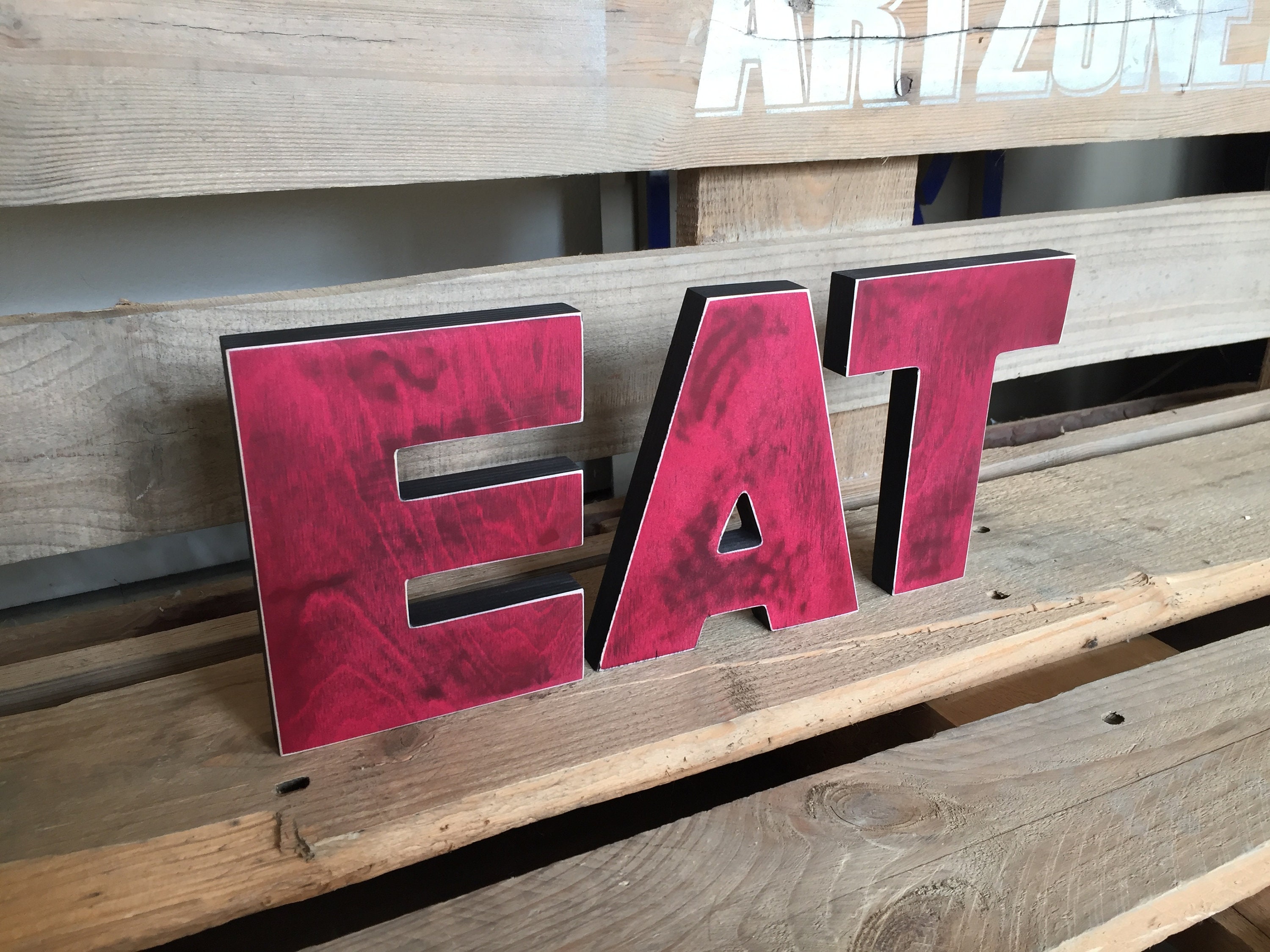 Comer letrero cocina signo comer madera letras decoración del - Etsy México