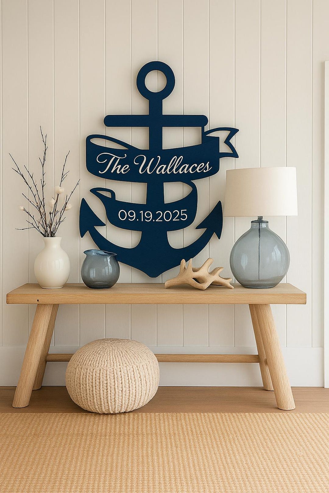 Personalized Anchor Sign, Beach House Decor, Coastal Wall Art - Etsy