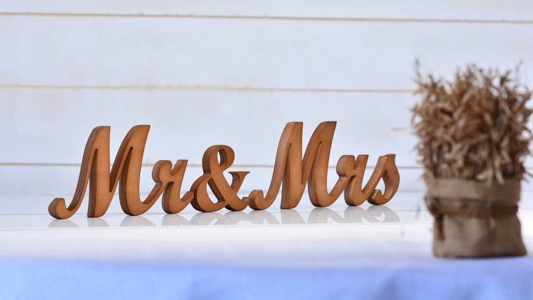 Elegant Script Mr & Mrs Wood Sign – Wedding Sweetheart Table Decor - Etsy