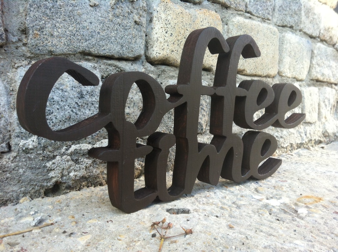 Coffee Sign Home Decor COFFEE TIME Wood Script Wood Sign - Etsy