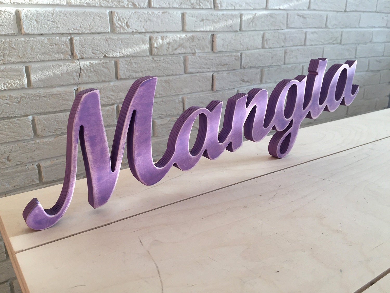 Wood Cutout "mangia" Sign, Navy Blue Distressed, Rustic Kitchen Wall ...