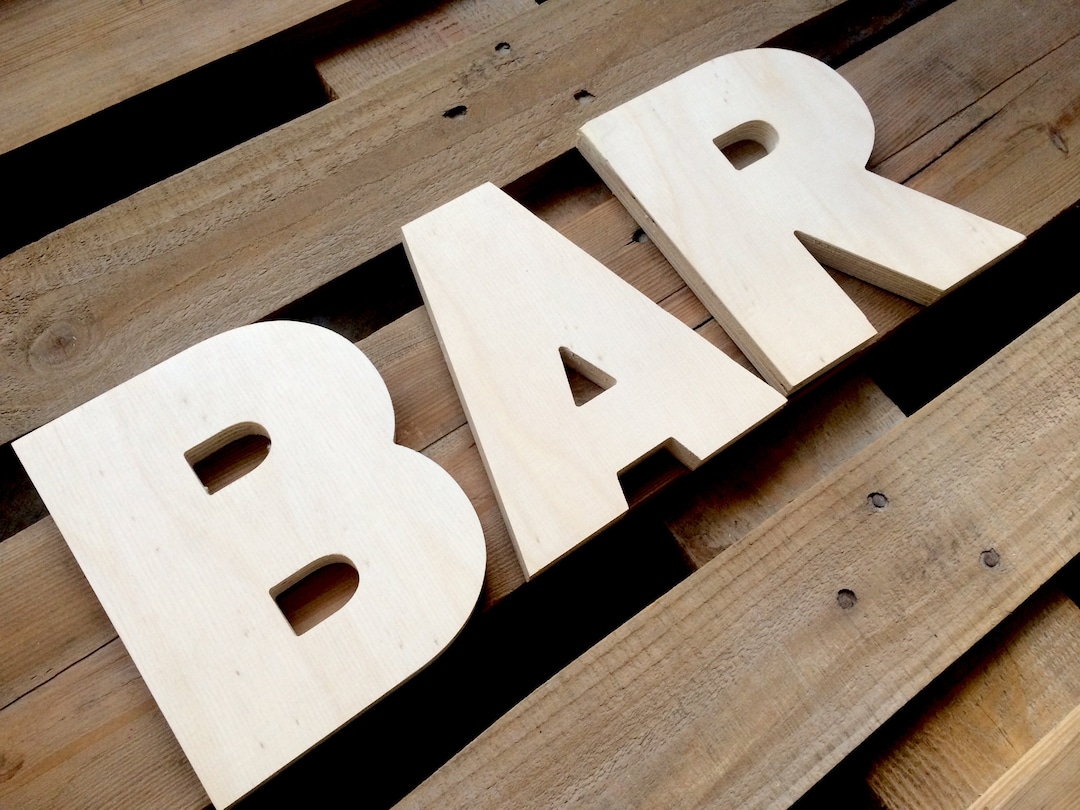 BAR Letters 3D Cutout Wooden Sign, Kitchen Decor Sign BAR, Wood Bar ...