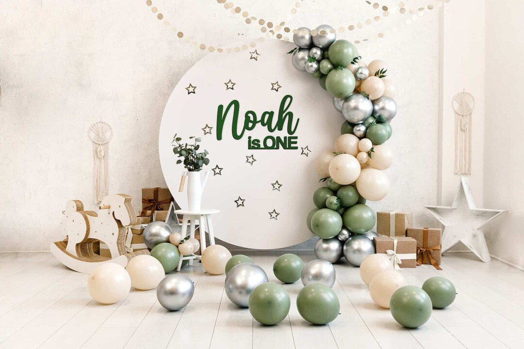 First Birthday Party Sign for Photo Wall, First Birthday Baby Name Sign ...