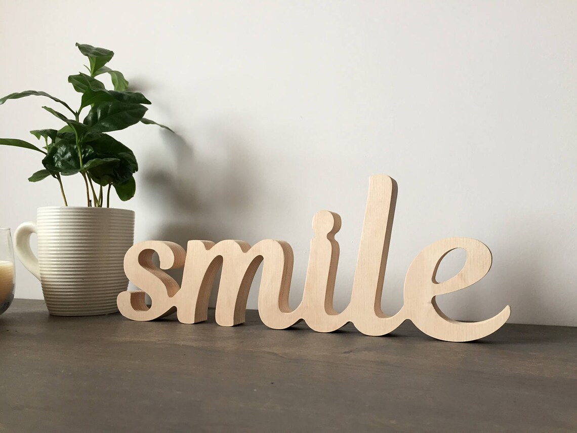 Wooden Rustic 'smile' Sign Positive Wood Word Smile - Etsy